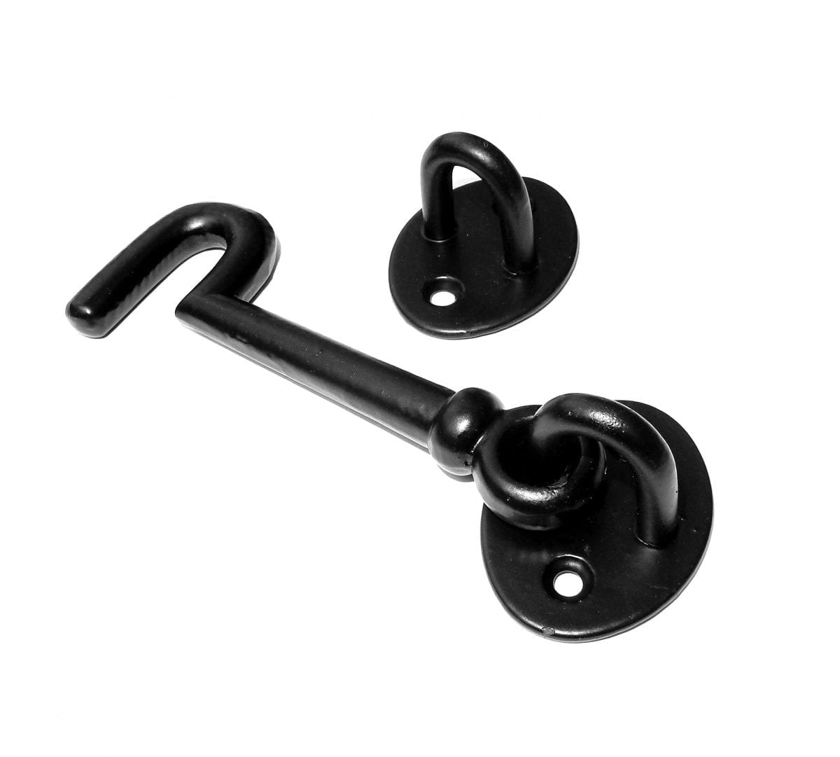 4 Inch Cast Iron Hook and Eye with Round Backing | Ricca's